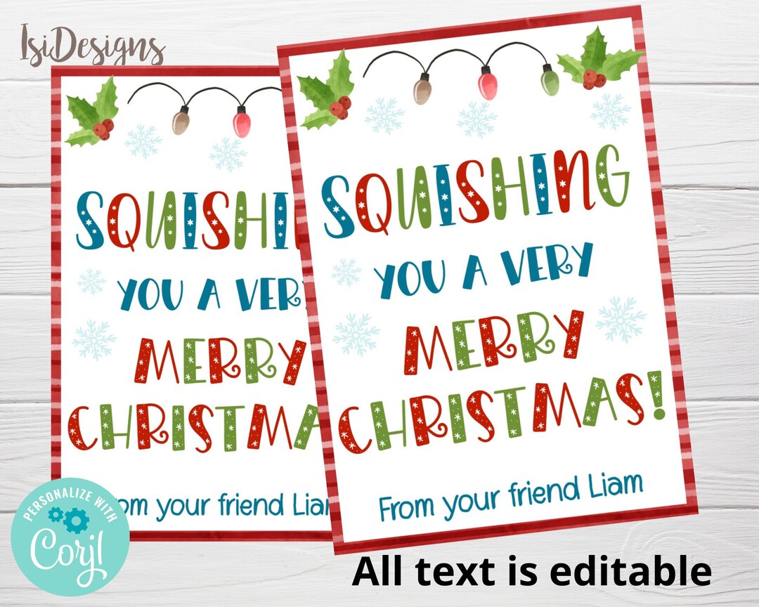 Christmas Gift Tag, Squishing You a Very Merry Christmas, Squishy Toy ...