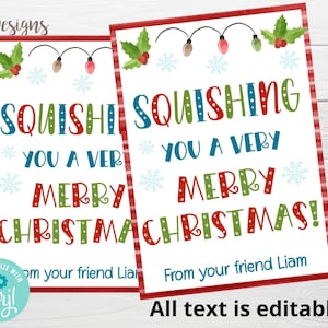 Christmas Gift Tag, Squishing You a Very Merry Christmas, Squishy Toy ...
