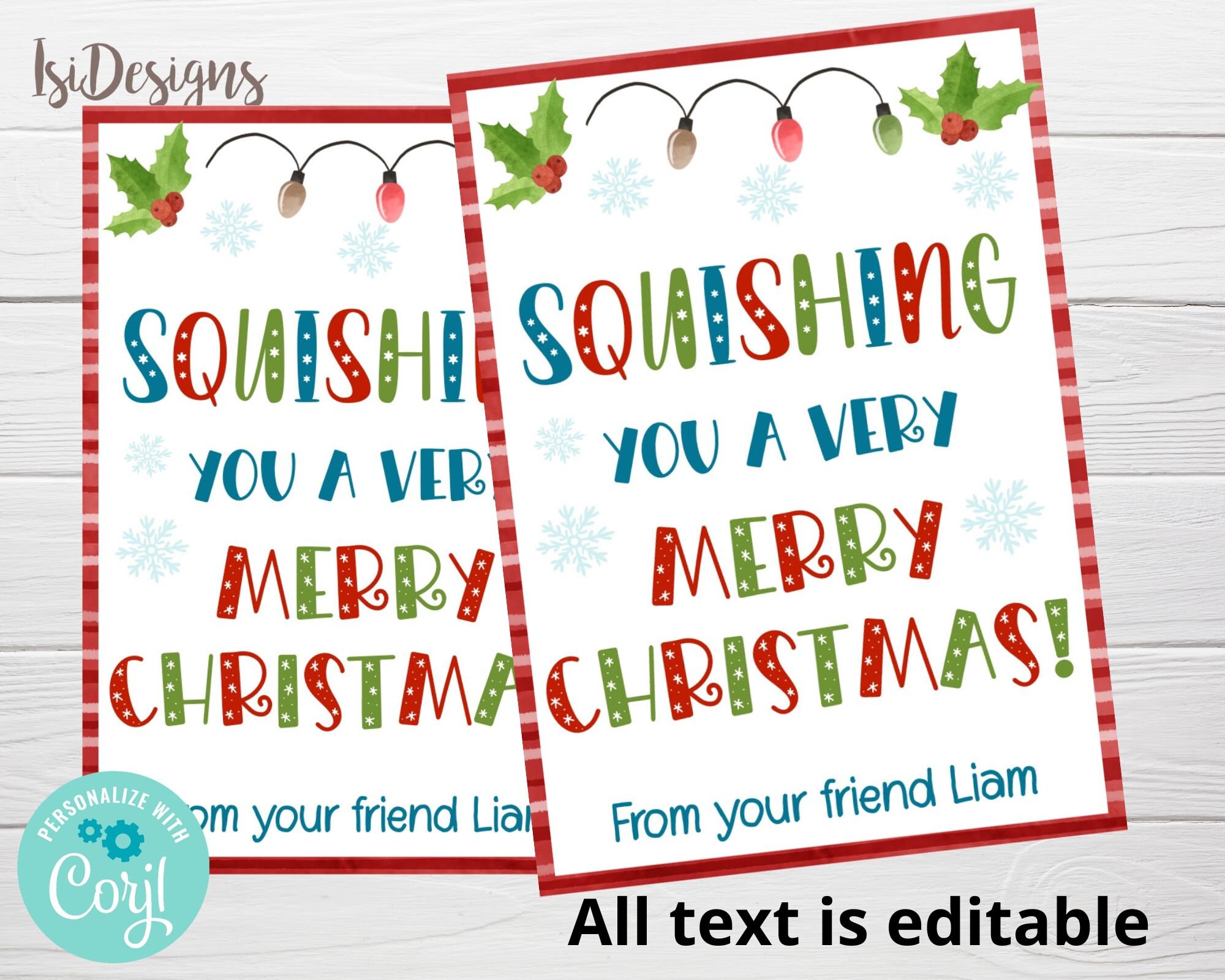 Christmas Gift Tag, Squishing You a Very Merry Christmas, Squishy Toy ...
