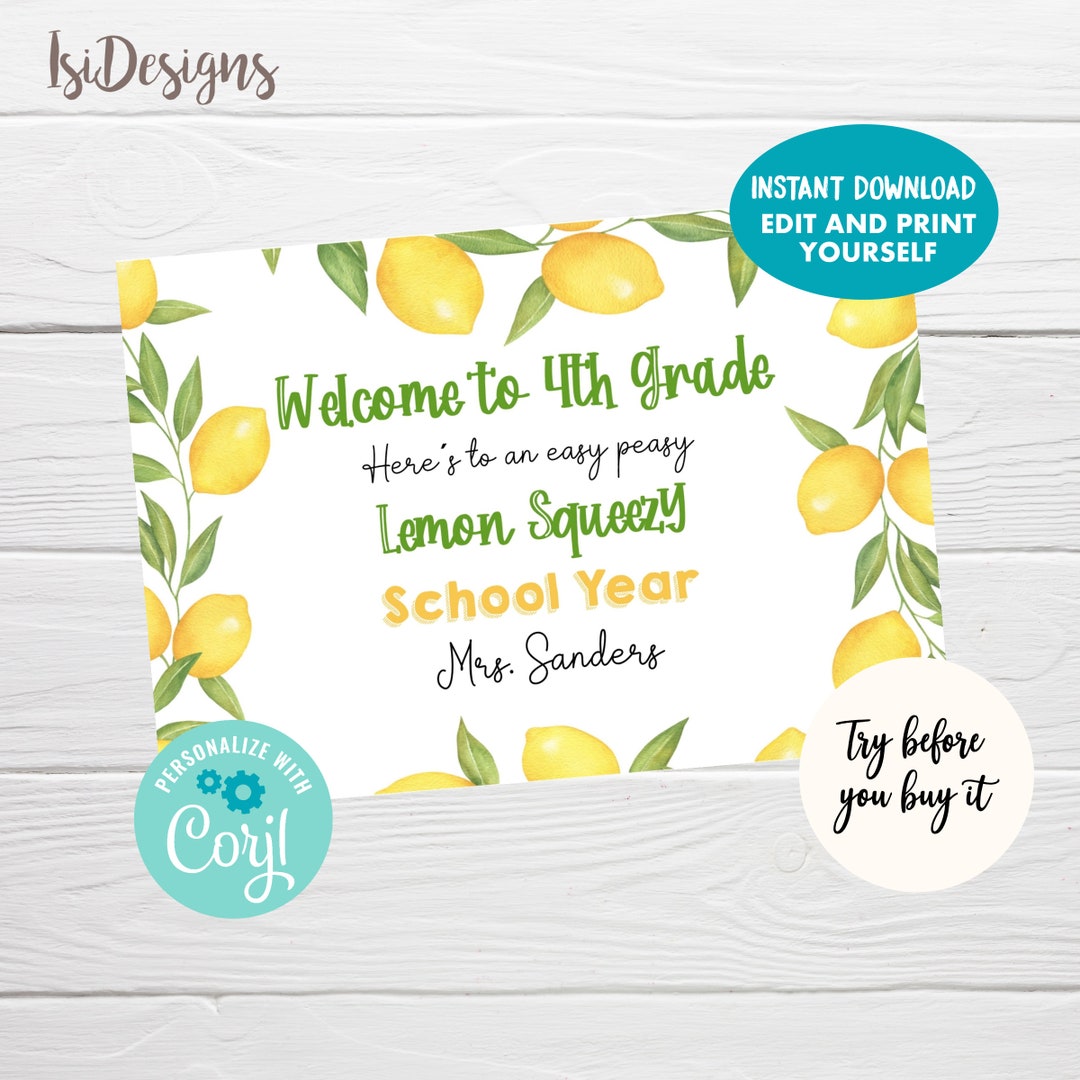 Editable Teacher Postcard to Students Lemon Welcome Postcard - Etsy