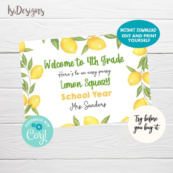 Editable Teacher Postcard to Students Lemon Welcome Postcard - Etsy