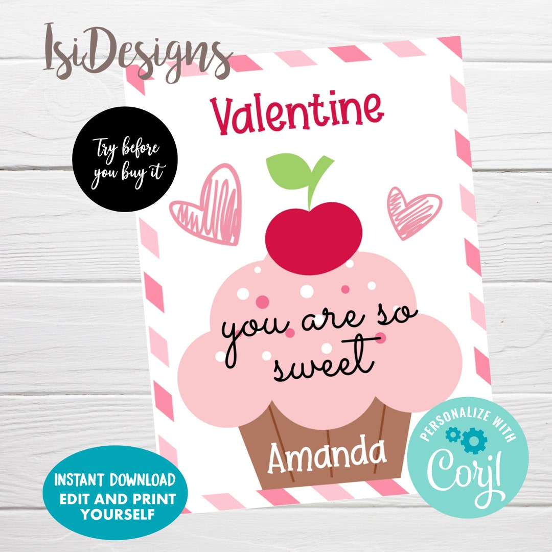 You Are so Sweet Valentine's Day Card, Instant Download, Editable ...