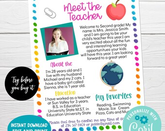 Editable Meet the Teacher Template Welcome Back to School Note Parent ...