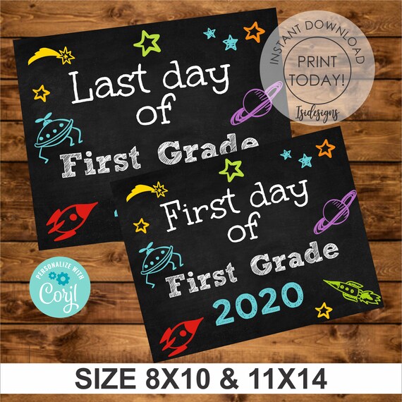 Editable School Sign, Chalkboard First Day of School, Printable Last ...
