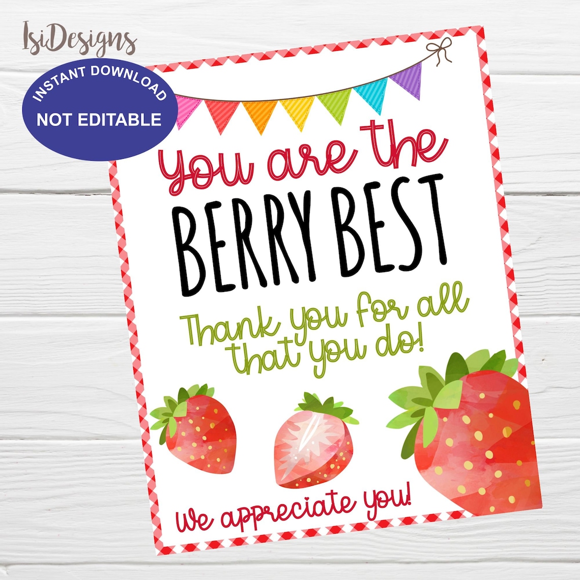 You Are the Berry Best Strawberry Appreciation Sign Teacher - Etsy