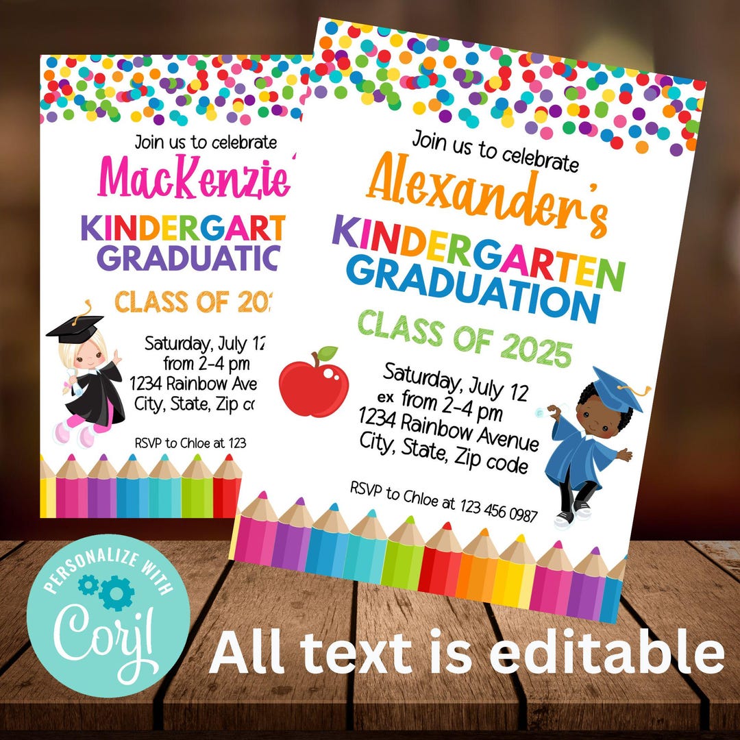 Editable Kindergarten Graduation Invitation - Instant Download ...