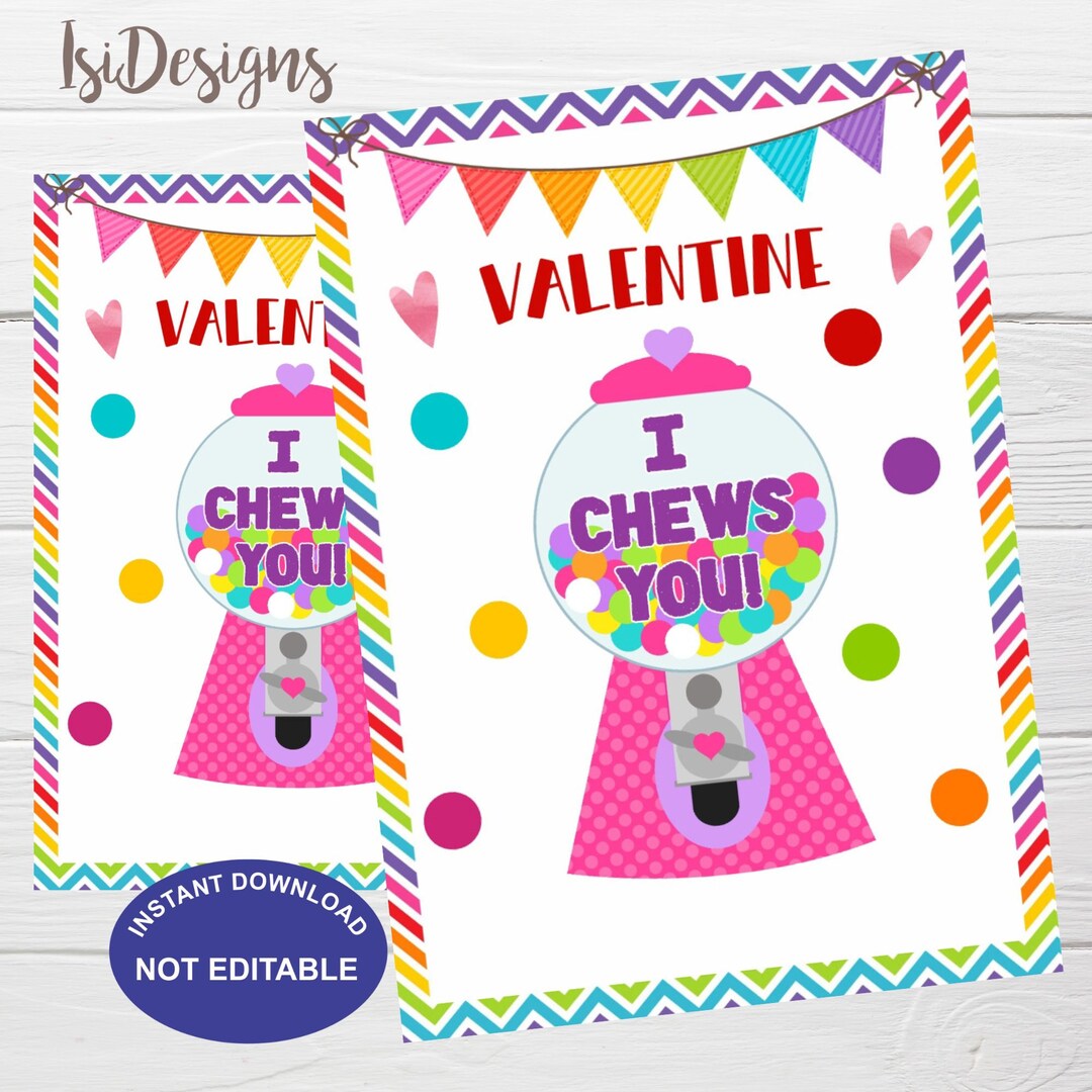 Valentine's Day Gift Tag Gumball Machine I Chews You Tag - Etsy