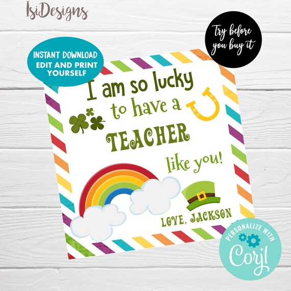 St Patrick's Day Editable Tags, Instant Download, Lucky to have a ...