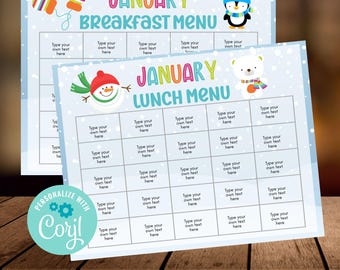 Editable Kids Lunch Planner, Meal Weekly Planner, Lunch Menu for ...