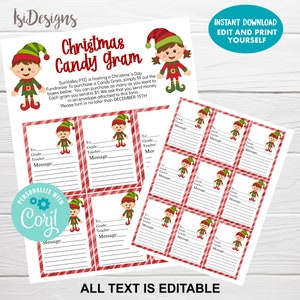 Editable Christmas Candy Gram, PTO / PTA School Fundraiser Flyer ...