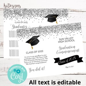High School College Editable Program, Graduation Commencement ...