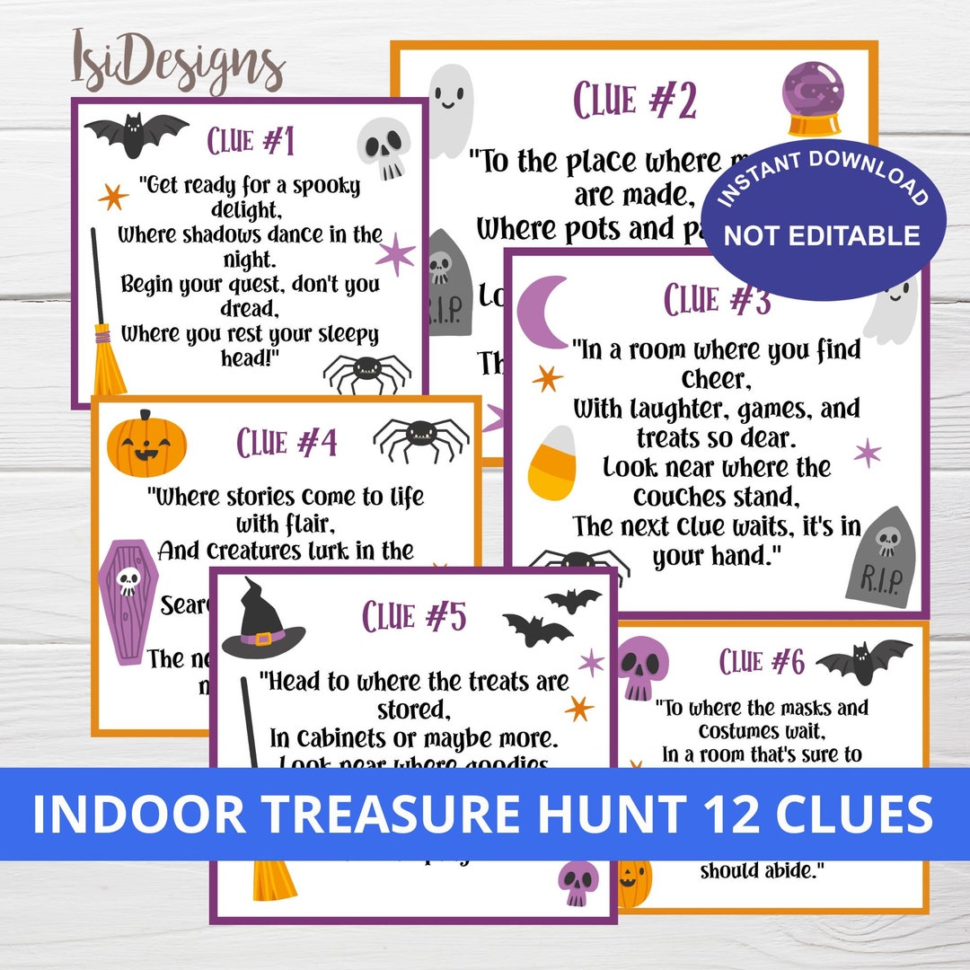 Indoor Halloween Treasure Hunt Game for Kids, Printable Halloween ...