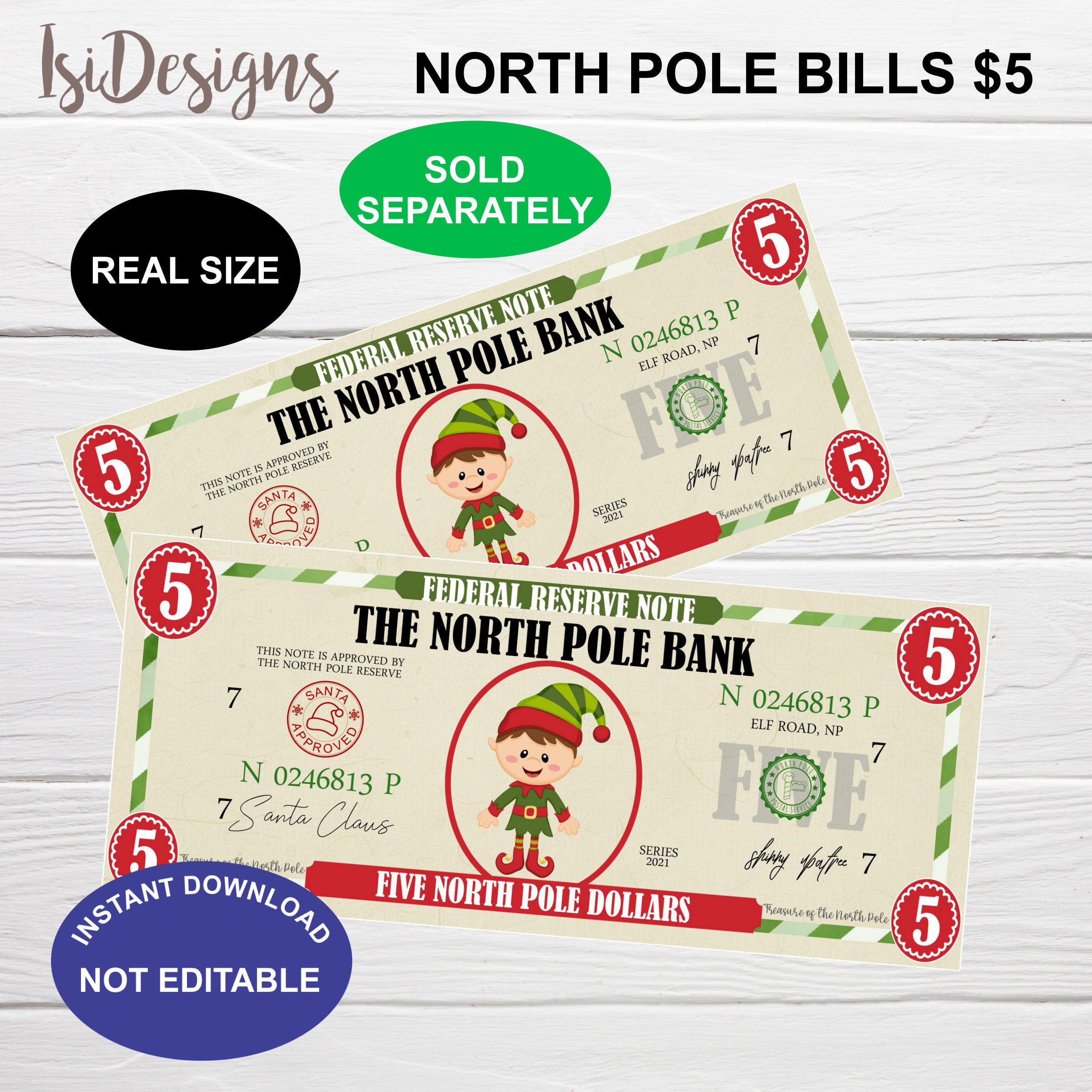 Printable North Pole Money Instant Download Holiday Elf | Etsy
