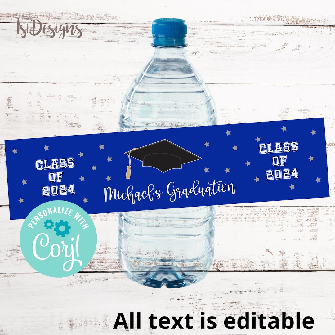 Graduation Water Bottle Labels, College & High School Graduation Party ...