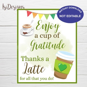 Enjoy a Cup of Gratitude Coffee Table Sign, Printable Coffee ...