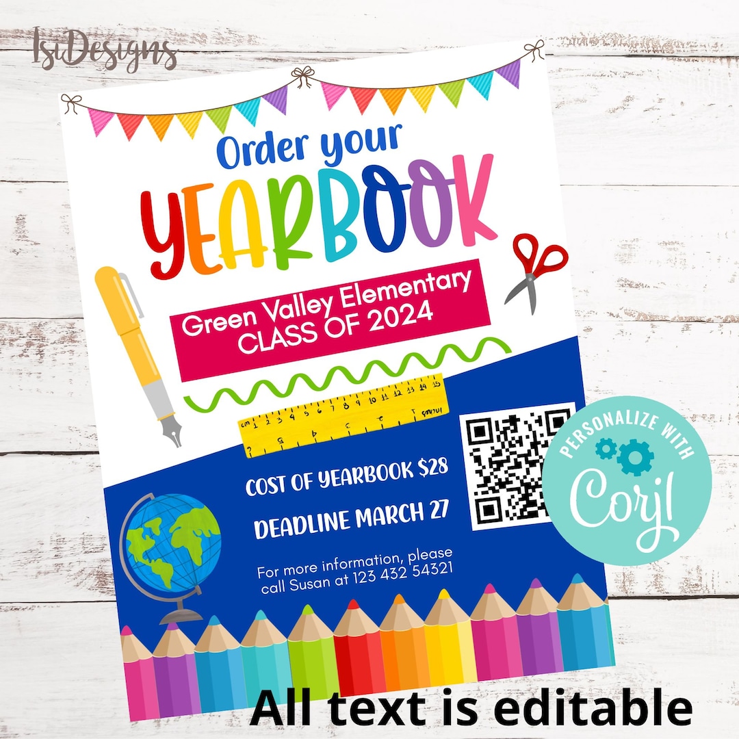 Yearbook Sale Flyer, Editable Yearbook on Sale Marketing Flyer Template ...