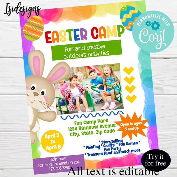 Easter Camp Flyer, Editable Easter Fundraiser Event Template, Spring ...