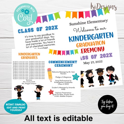 Graduation Program Template Editable School Program - Etsy