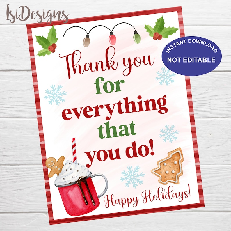Christmas Appreciation Printable Sign Teacher and Staff - Etsy