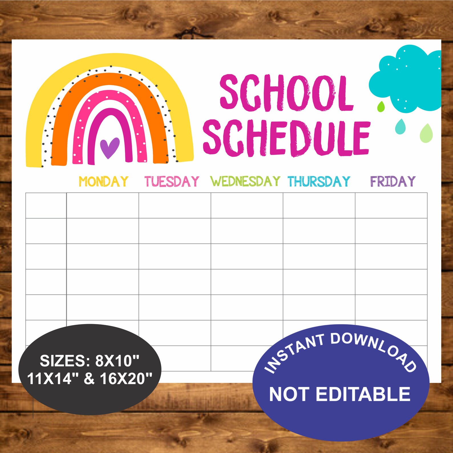 Homeschool Schedule Rainbow Printable Schedule Daily Routine - Etsy