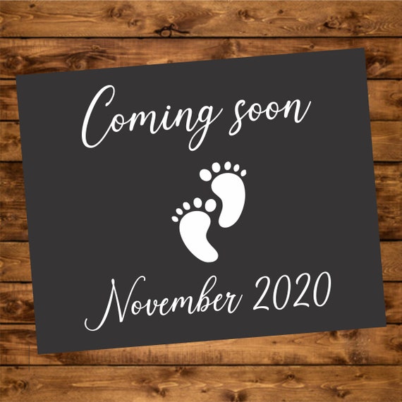 Baby coming soon chalkboard baby due November printable sign | Etsy