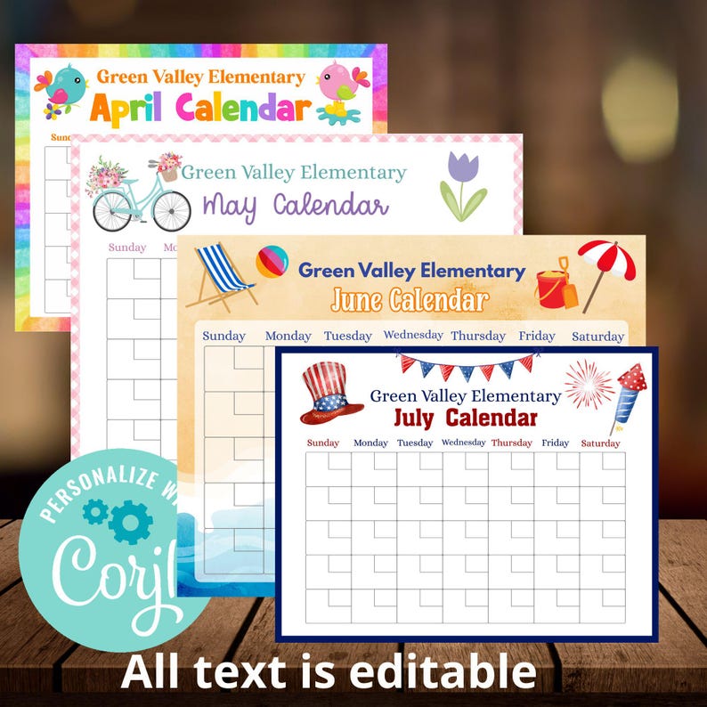 Editable Kids Academic Planner Calendar, Homeschool Daycare Classroom ...