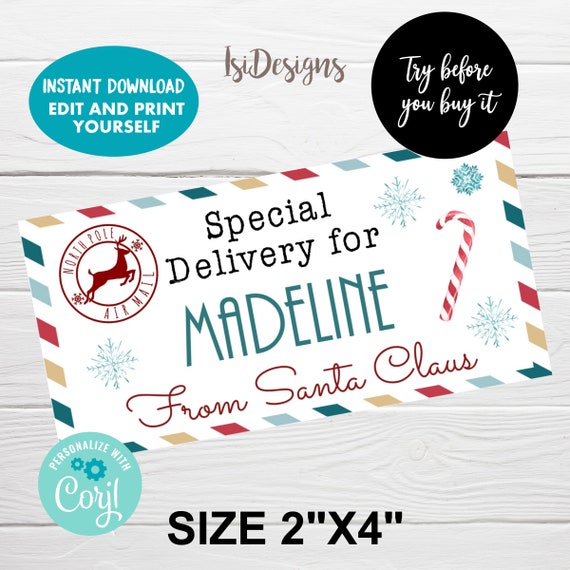 Editable Special Delivery Tags for Gifts, Christmas Printable, Instant ...
