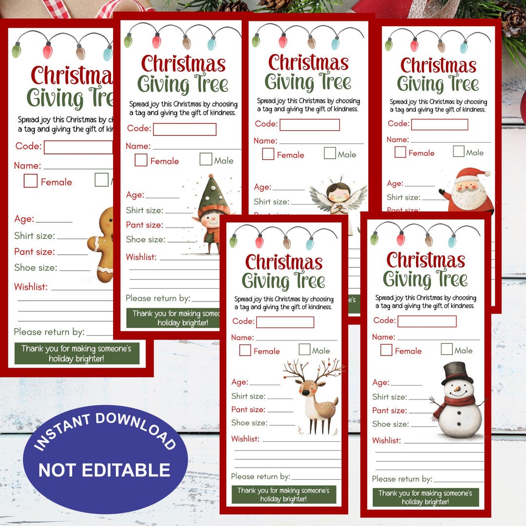 Giving Tree Gift Tag | Angel Tree Printable Tags | Donation Slip ...