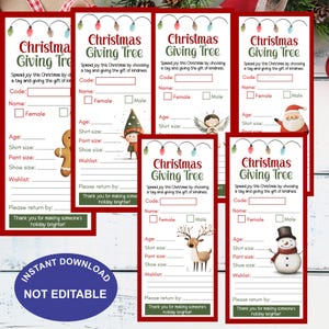 Giving Tree Gift Tag | Angel Tree Printable Tags | Donation Slip ...