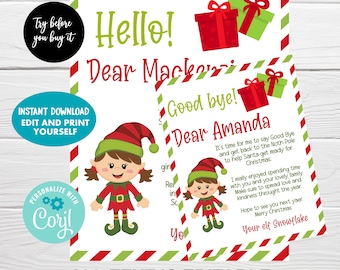 Elf Arrival & Departure Letters - Etsy