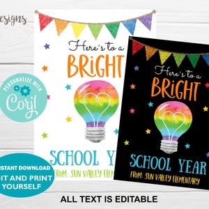 First Day of School Gift Tags, Classroom Editable Tags, Here's to a ...