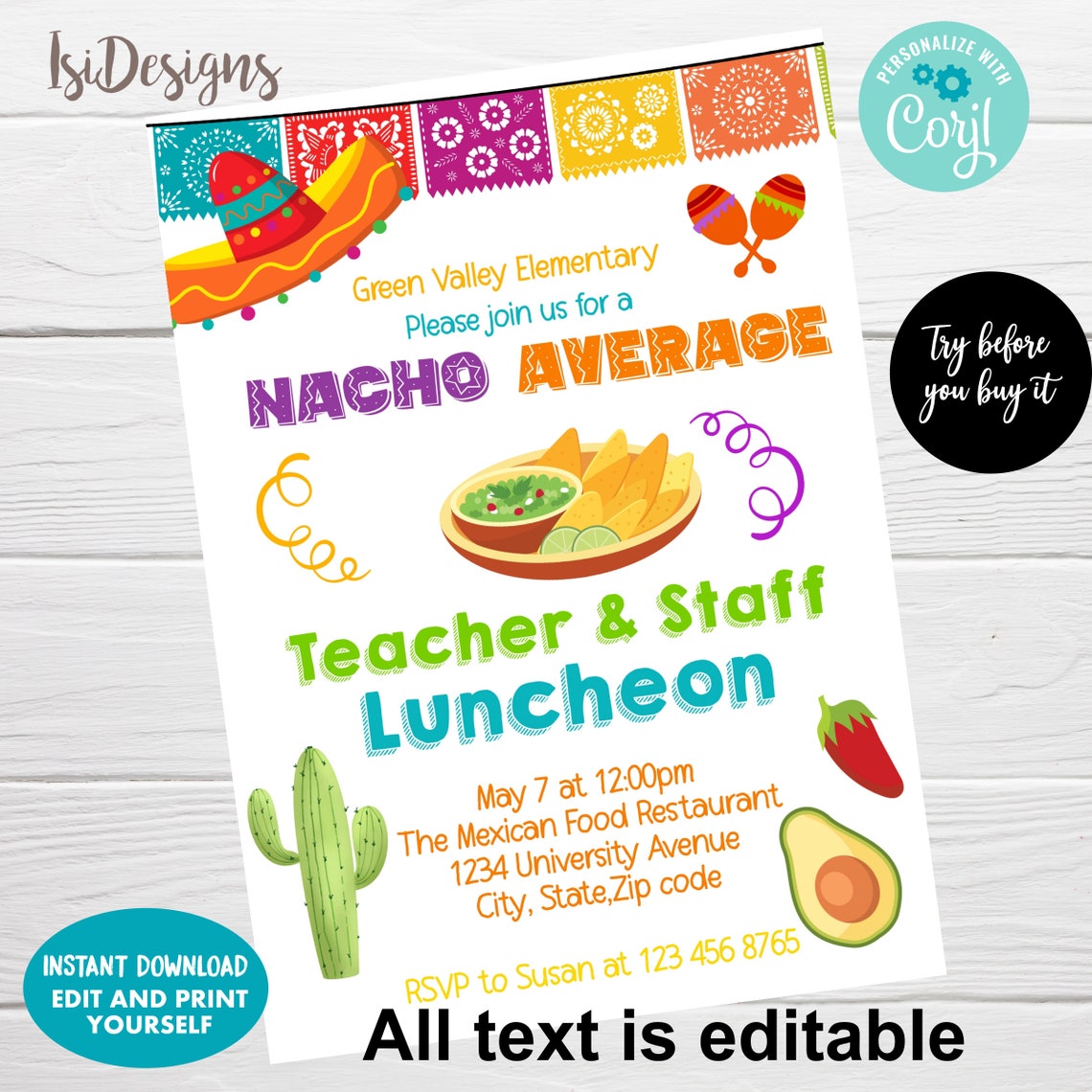 Nacho Average Teacher and Staff Appreciation Luncheon Editable | Etsy