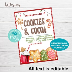Editable Cookies and Cocoa Invitation, Hot Cocoa Party Birthday Invite ...