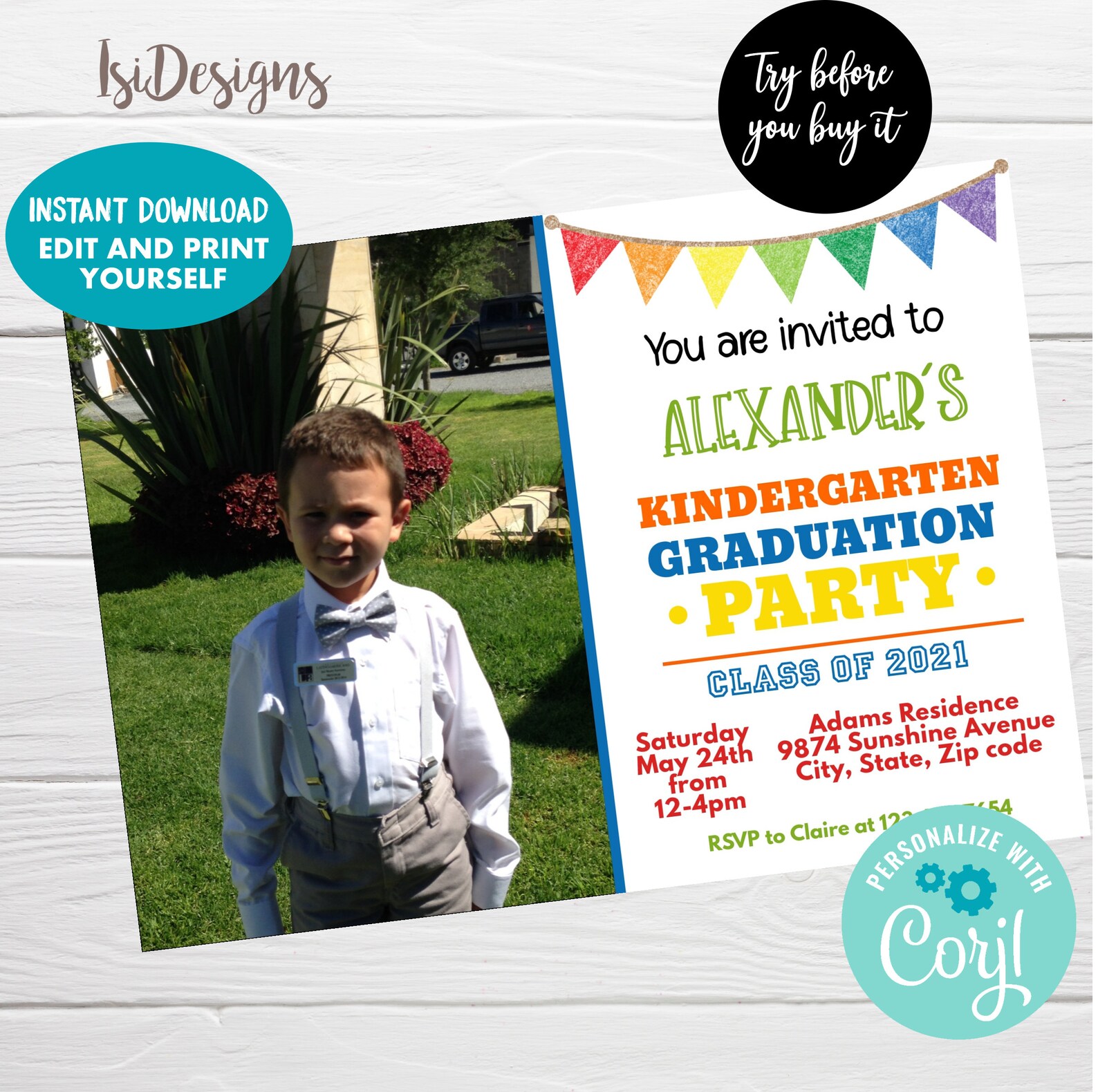 Kindergarten Graduation Invitation Instant Download Editable - Etsy