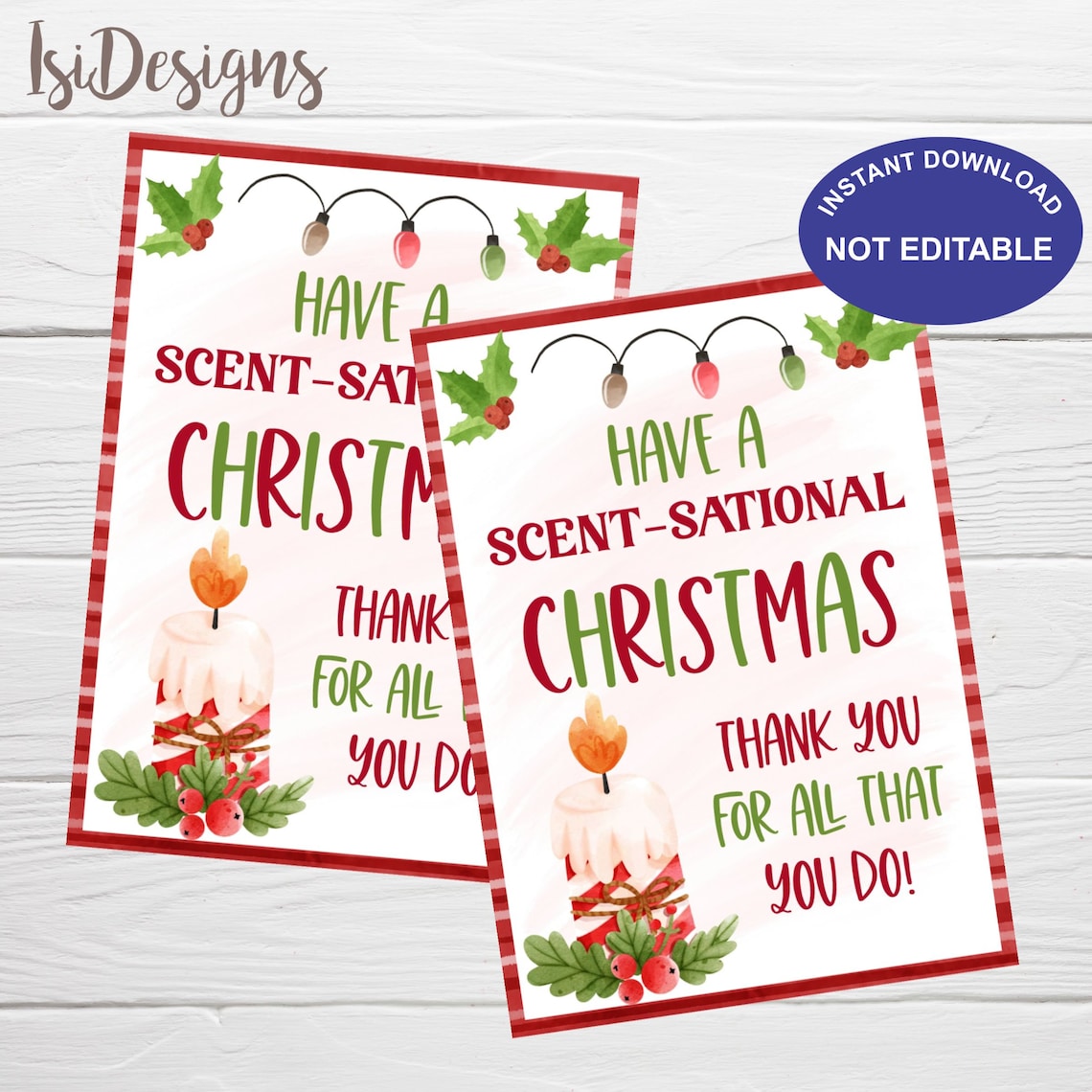Christmas Candle Gift Tags Christmas Holiday Scent-sational - Etsy