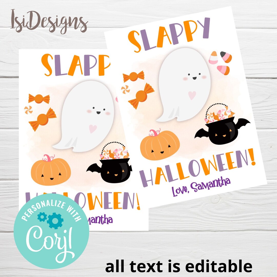 Slappy Halloween Tags, Editable Slap Bracelets Gift Tags, Non-candy ...