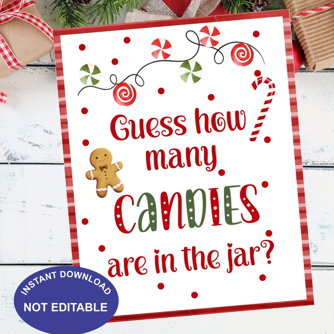 Christmas Candy Guessing Game Printable Holiday Party Activity Candy ...