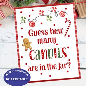 Christmas Candy Guessing Game Printable Holiday Party Activity Candy ...