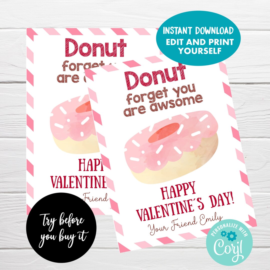 Valentine's Card, Editable, Instant Download, Printable Valentine's Day ...