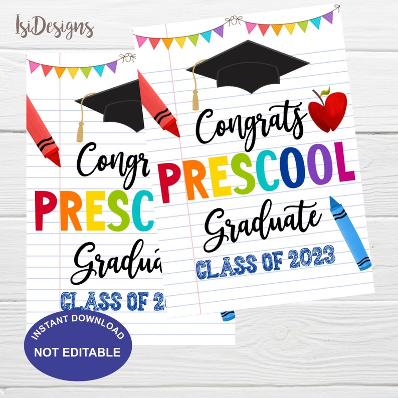 Preschool Graduation Favor Tag Instant Download Printable - Etsy