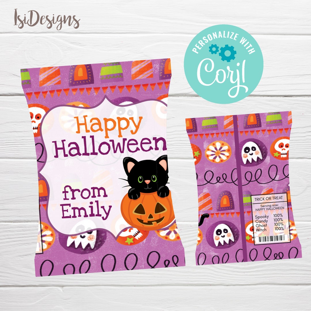 Halloween Chip Bag, Editable Party Favors, Instant Download, Birthday ...