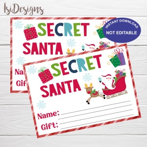 Secret Santa Wish List, Secret Santa Gift Exchange Cards, Gift Swap ...