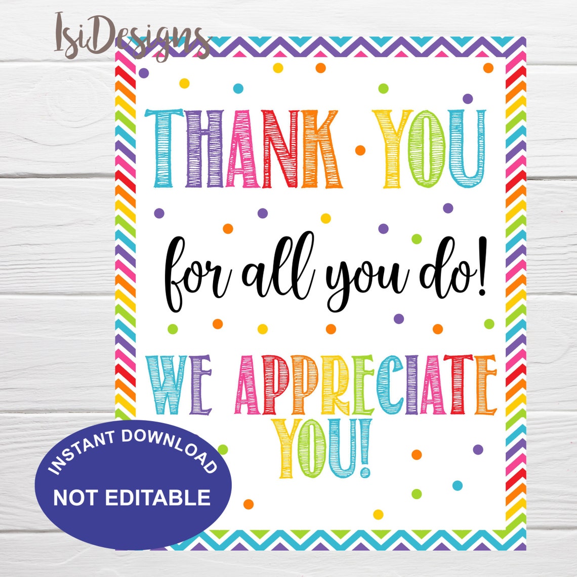 Appreciation Week Printable Sign Teacher and Staff Employee, Instant ...