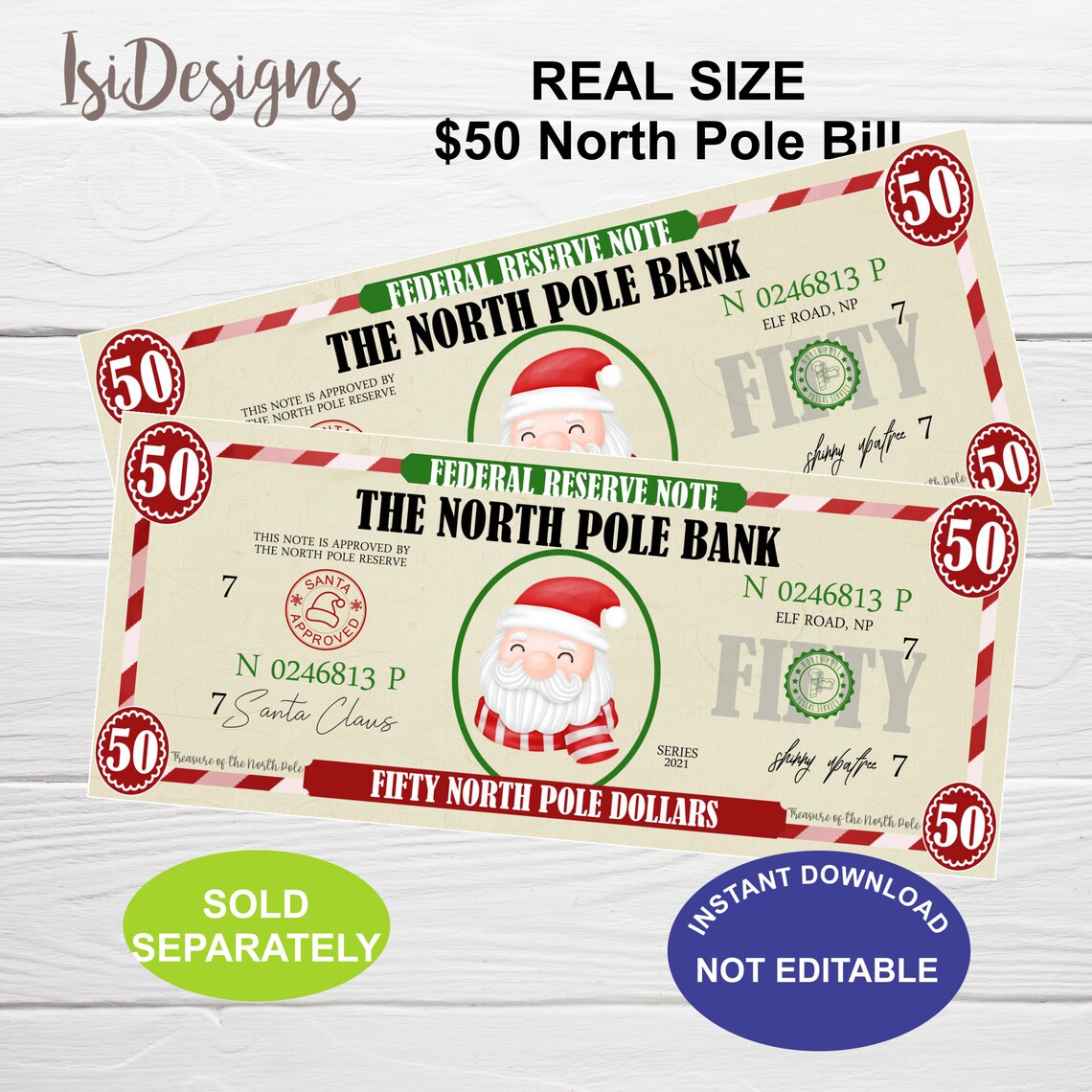 Printable North Pole Money Instant Download Holiday Santa | Etsy