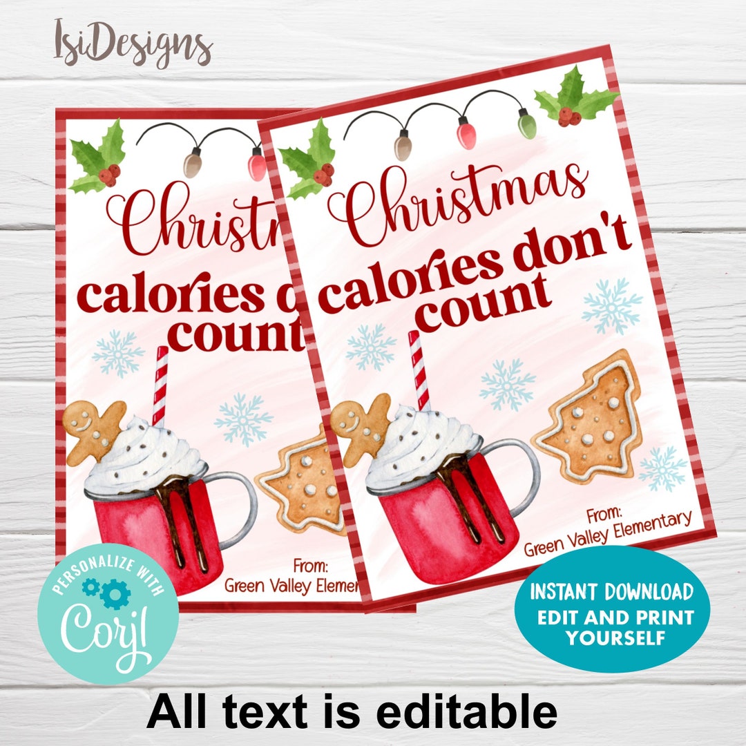 Christmas Appreciation Gift Tags, Holiday Calories Don't Count ...
