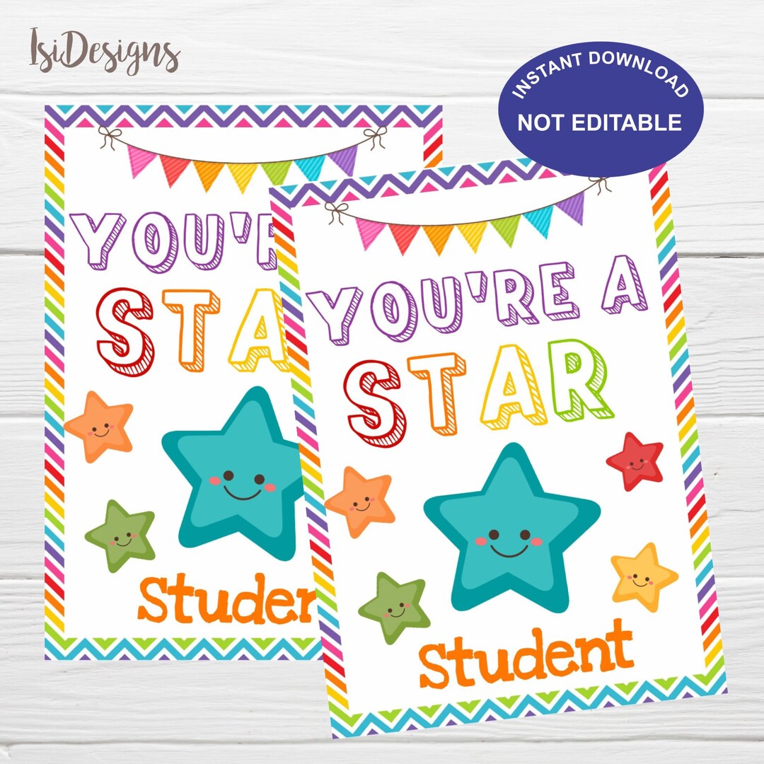 You're a Star Student Gift Tag, Printable End of School Year Tags ...