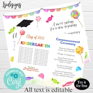 Editable Graduation Ceremony Program, Kindergarten Preschool Prek ...