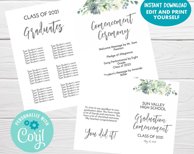 Graduation Ceremony Program Template, High School Graduation College ...