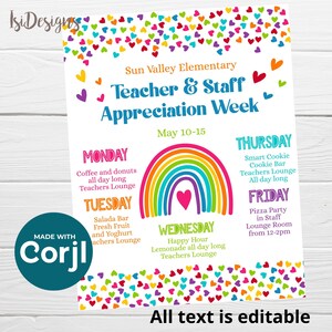 Appreciation Teacher Week Editable Flyer, Instant Download, Teacher ...