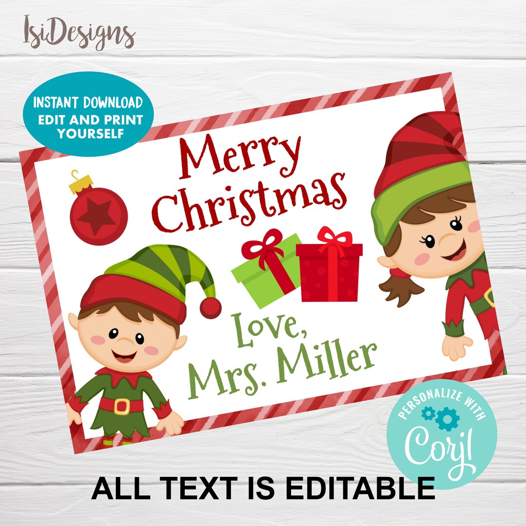Editable Elves Postcard for Children, Instant Download, Elf Postcard ...